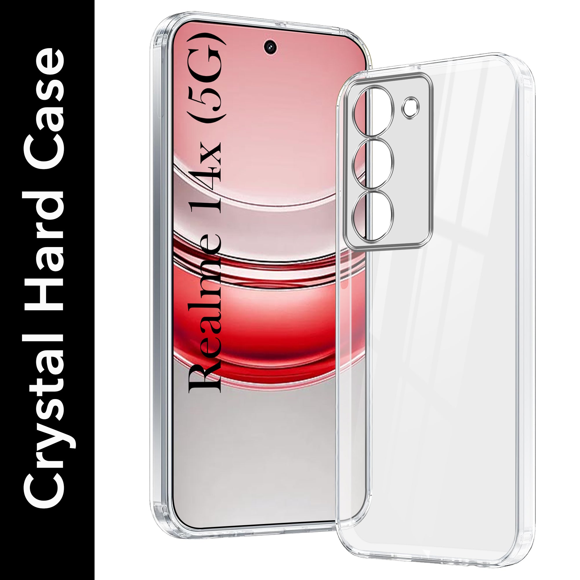 For Realme 14X Back Cover Case (Hybrid Crystal Panel with Side Soft PU ...