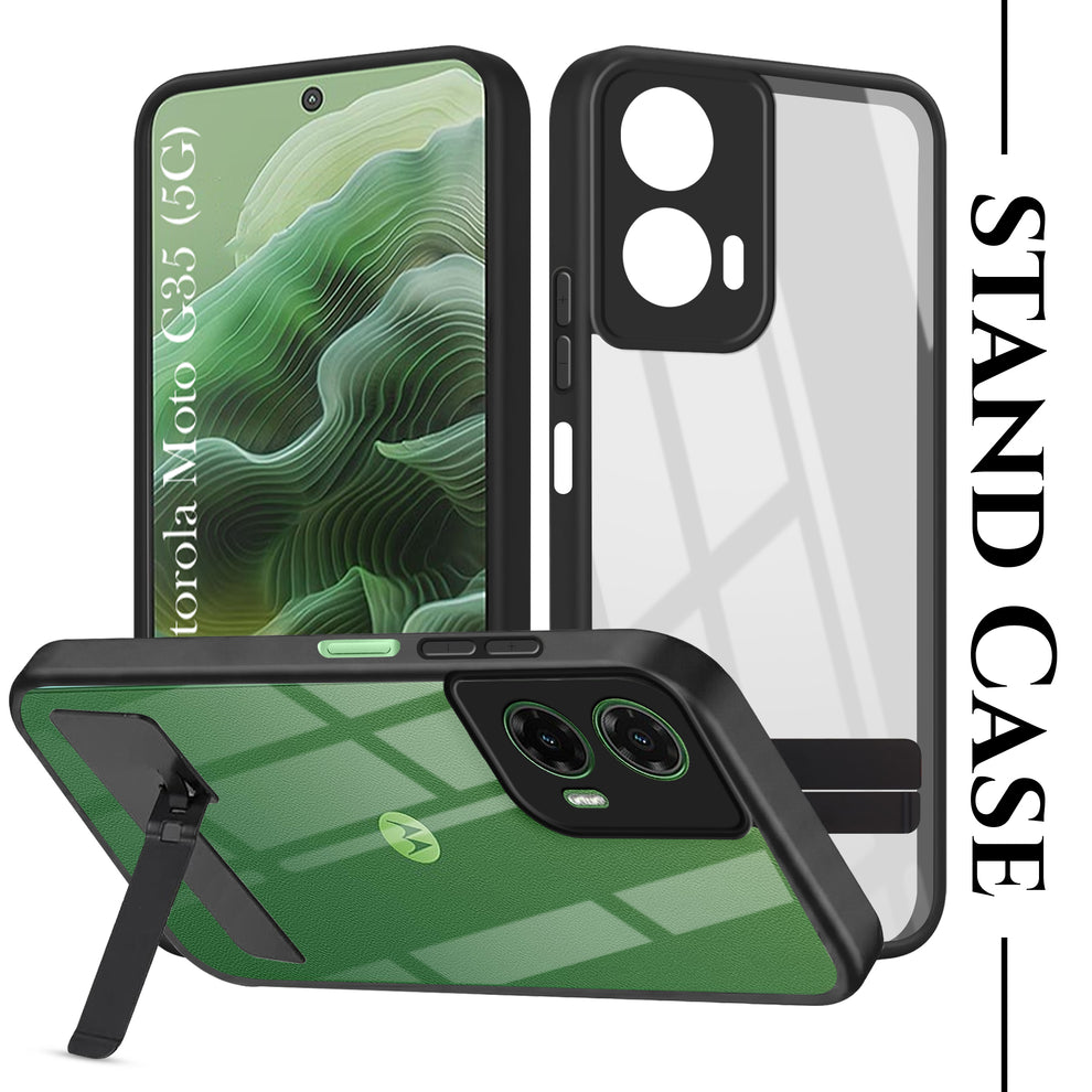 For Motorola Moto G35 5G Back Cover Case (Built-in Stand | Lifetime An ...