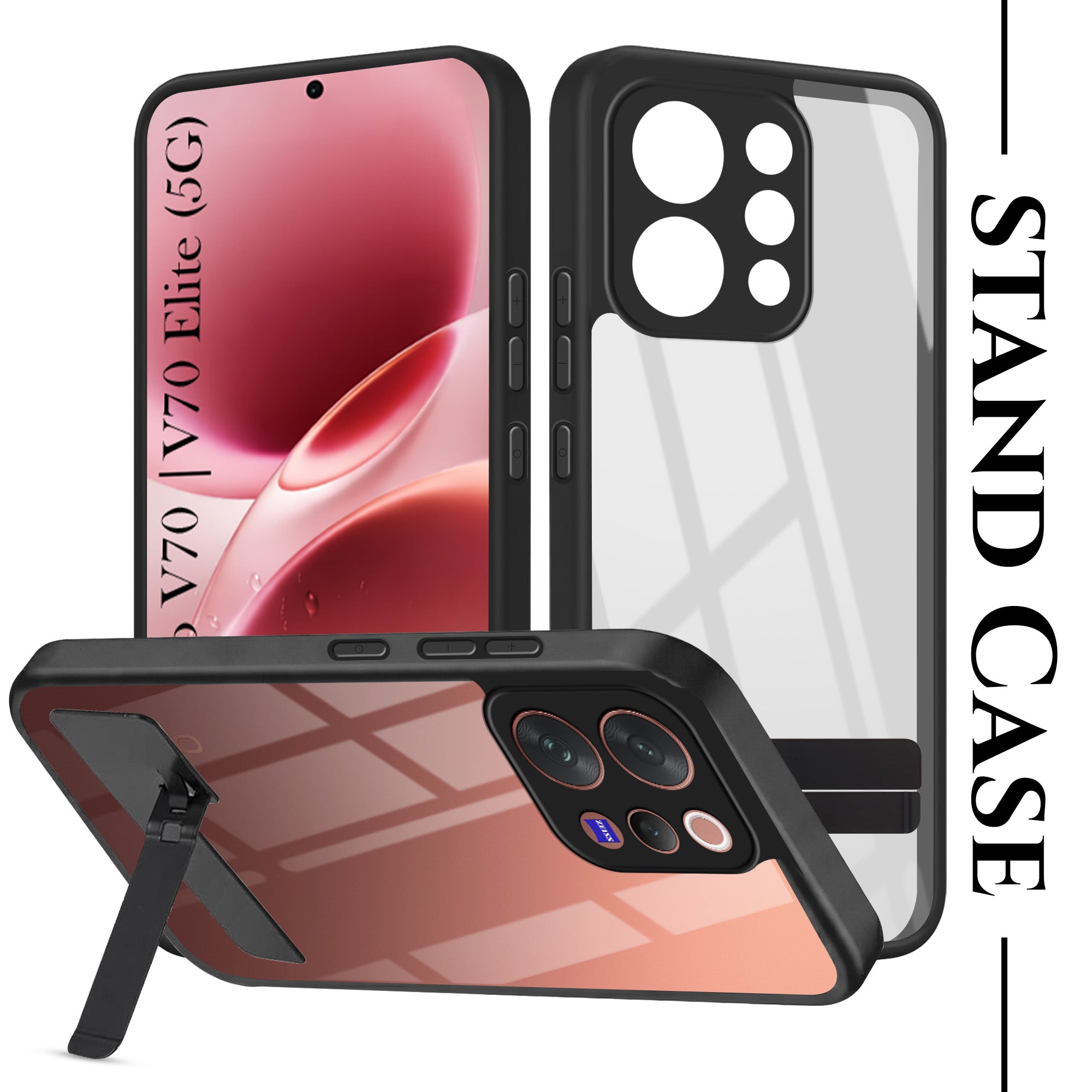 For Vivo V70 | Vivo V70 Elite (5G) Back Cover Case (Built-in Stand | L ...