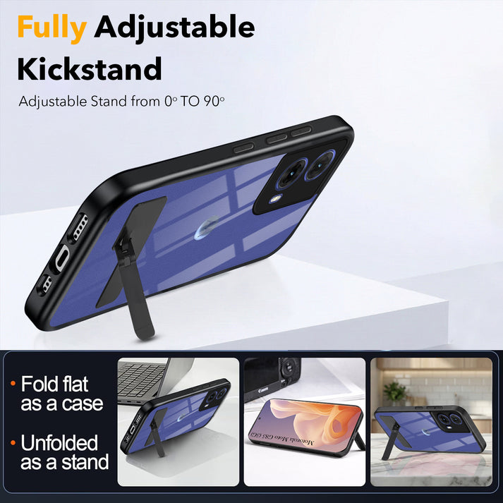 For Motorola Moto G85 5G Back Cover Case (Built-in Stand | Lifetime An ...