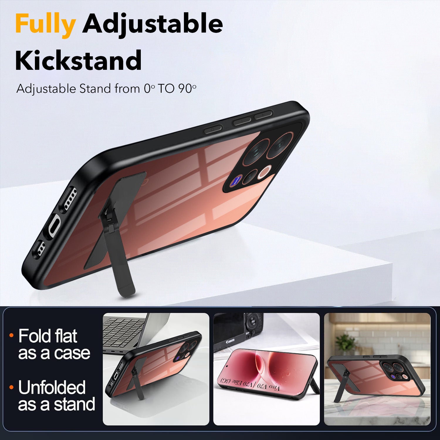 For Vivo V70 | Vivo V70 Elite (5G) Back Cover Case (Built-in Stand | L ...