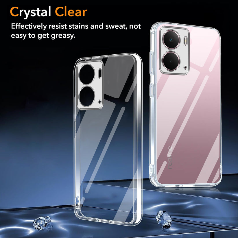 For Realme P3 Back Cover Case (Hybrid Crystal panel with Side Soft PU ...