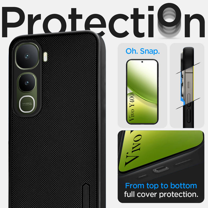 For Vivo Y400 Back Cover Case (Textured Grip Design | Micro-Fiber Clot ...