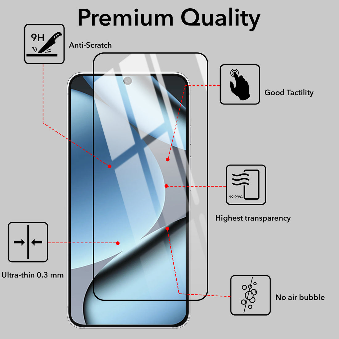 Tempered Glass For Google Pixel 10 Pro Military-Grade Gorilla Screen P ...