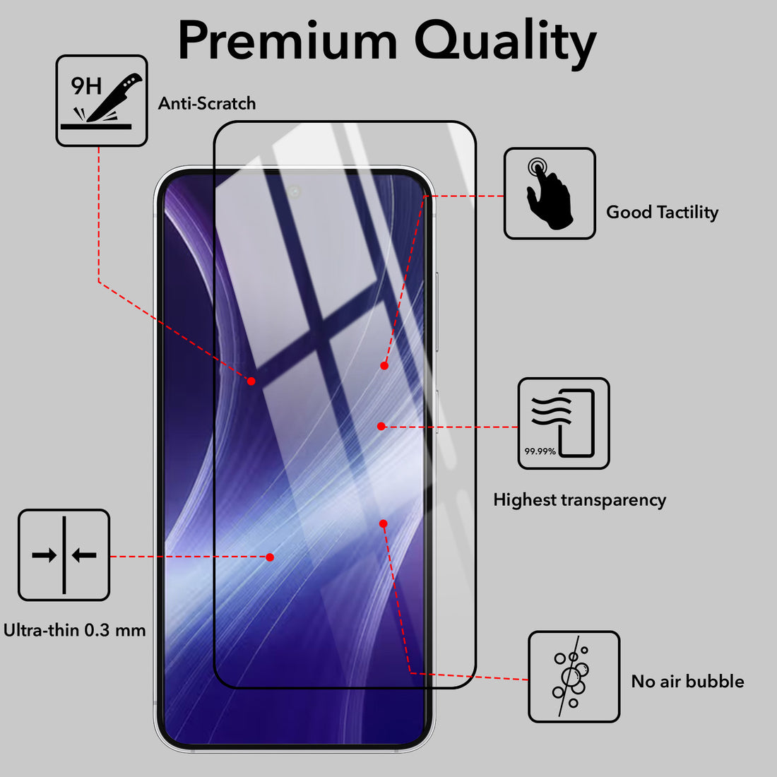 Tempered Glass For Vivo T4R Military-Grade Gorilla Screen Protector Wi ...