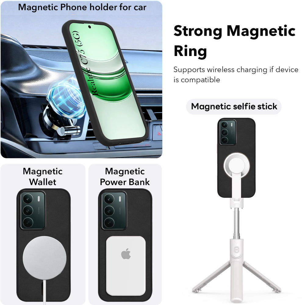 For Realme C75 5G Back Cover Case Leather Finish (MagSafe Compatible W ...