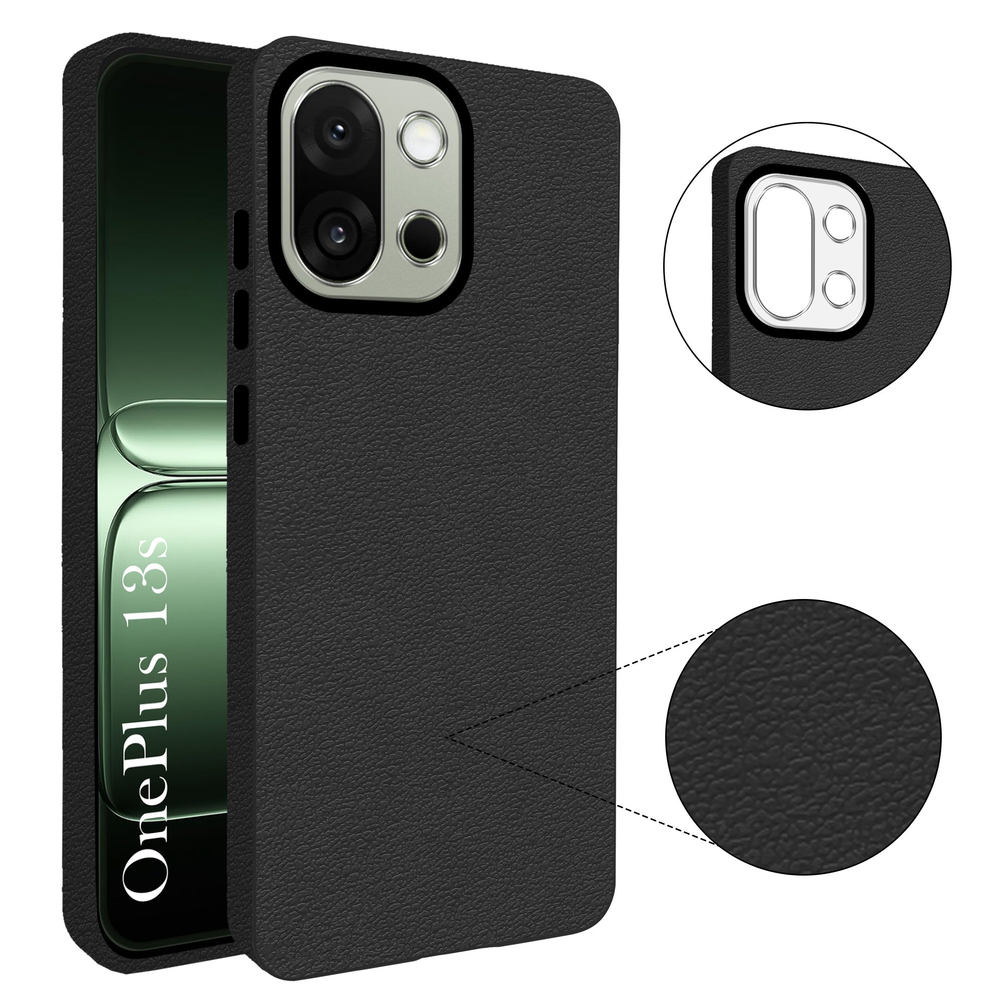 For OnePlus 13S Back Cover Case (Glass Like Camera Protection | Leathe ...